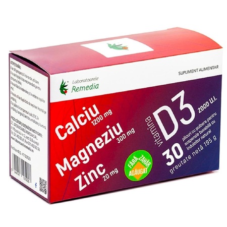 Calciu + Magneziu + Zinc + Vitamina D3, 30 plicuri, Laboratoarele ...