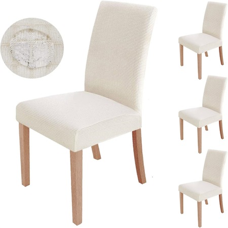 Set de 4 huse scaune extensibile, albe, pentru scaune de dining - eMAG.ro