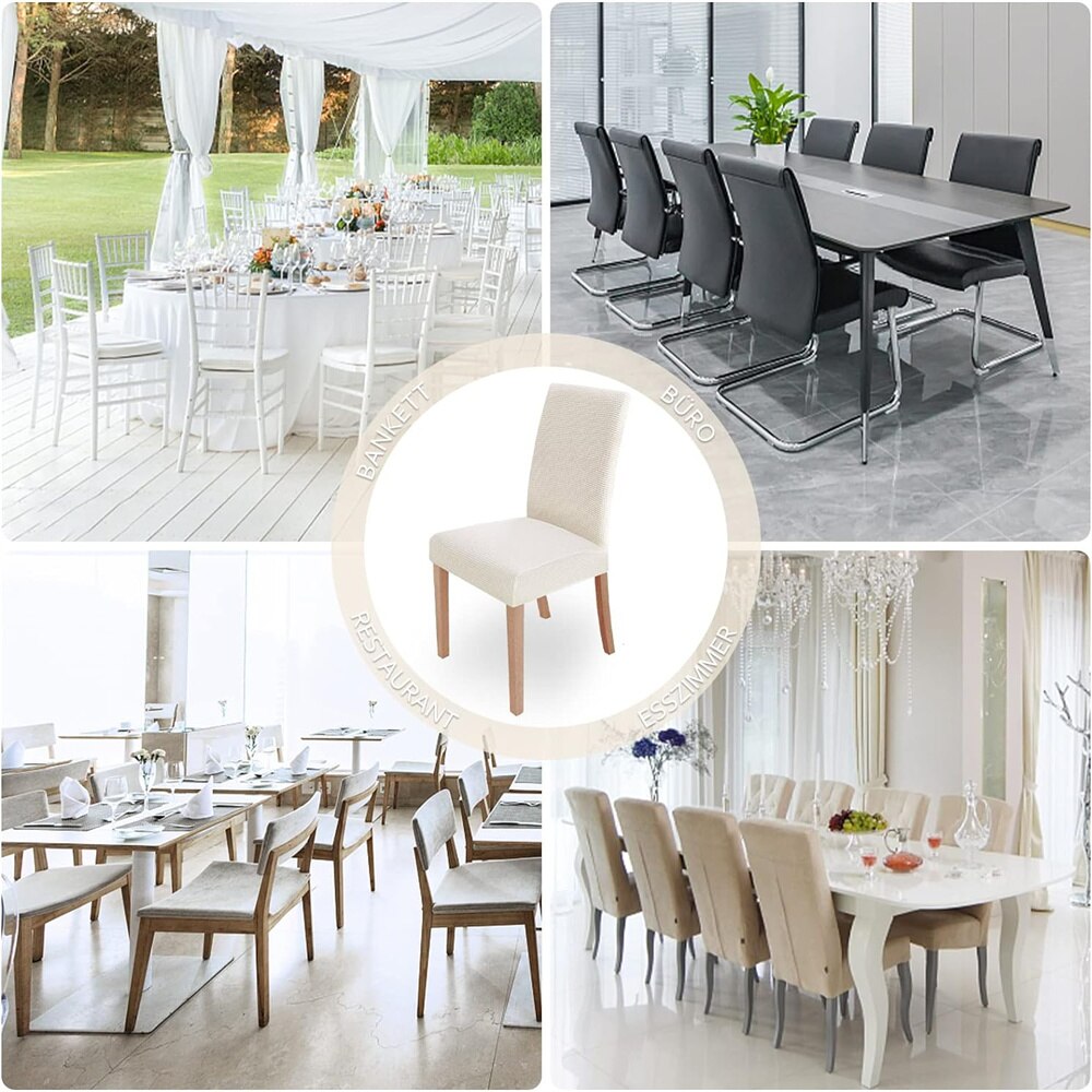 Set de 4 huse scaune extensibile, albe, pentru scaune de dining - eMAG.ro