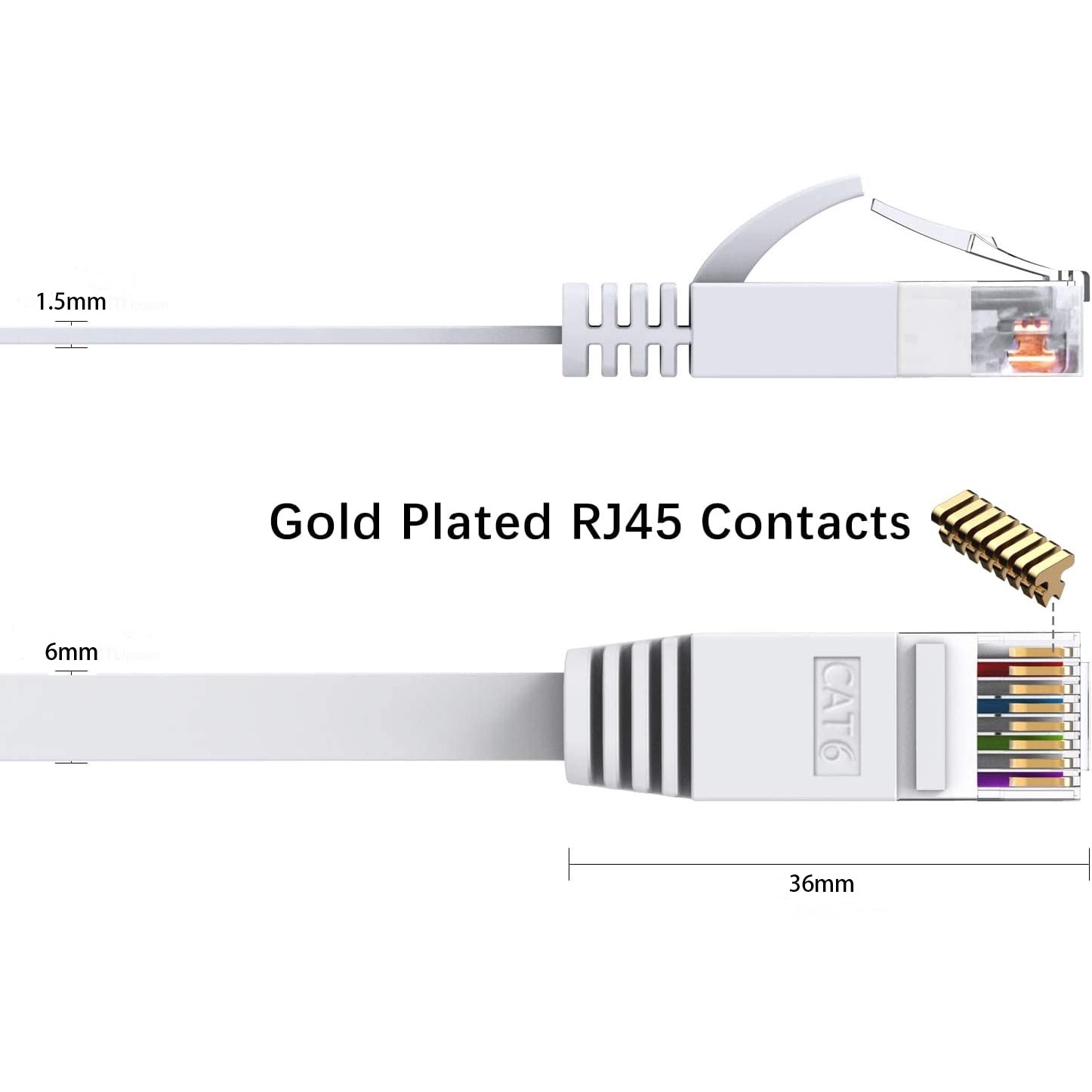 Cablu Retea, Format Plat Flexibil Cat6, cu Mufa, Conector RJ45, 20m ...
