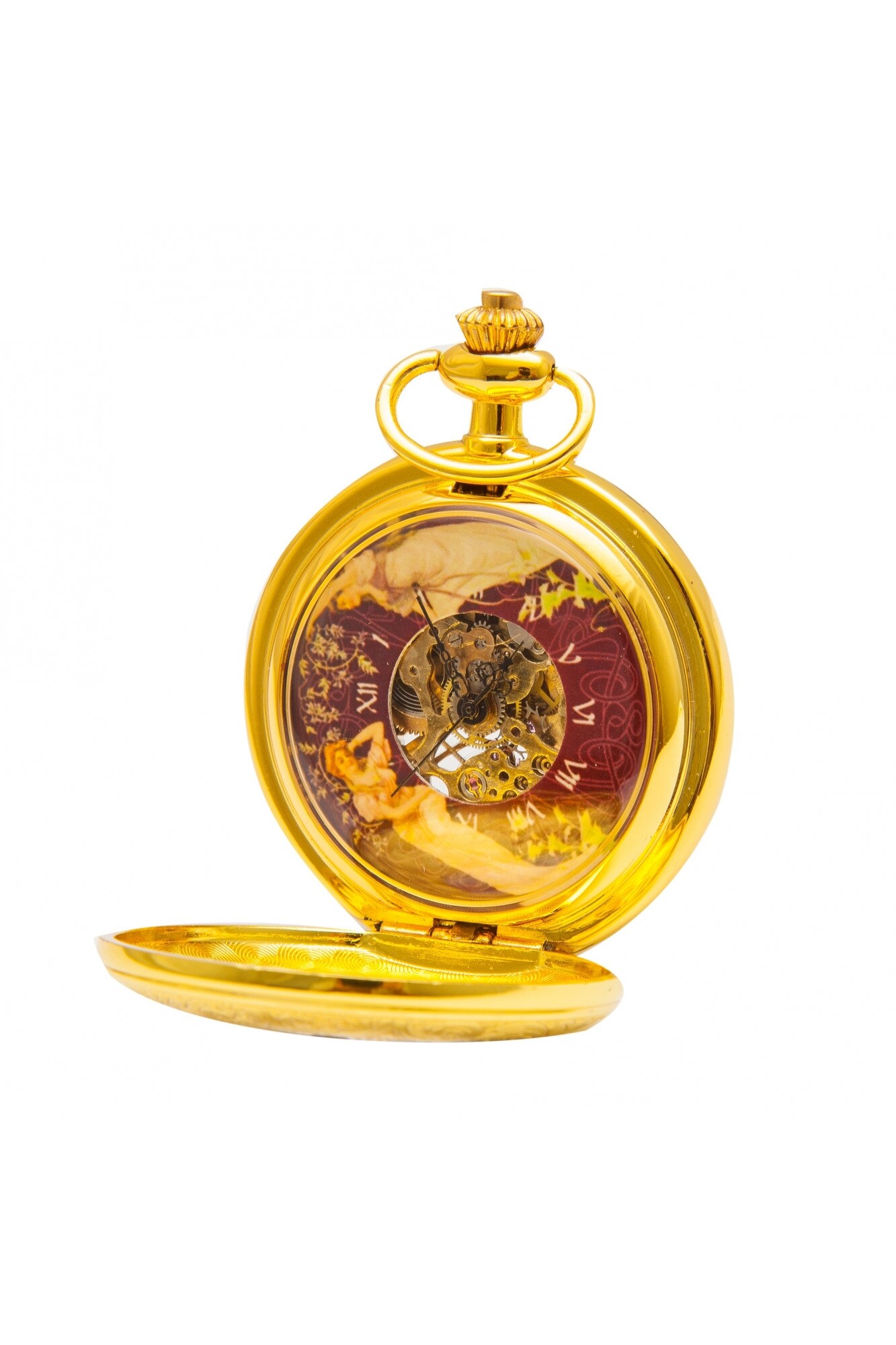 Ceas mecanic skeleton de buzunar, Auriu - eMAG.ro