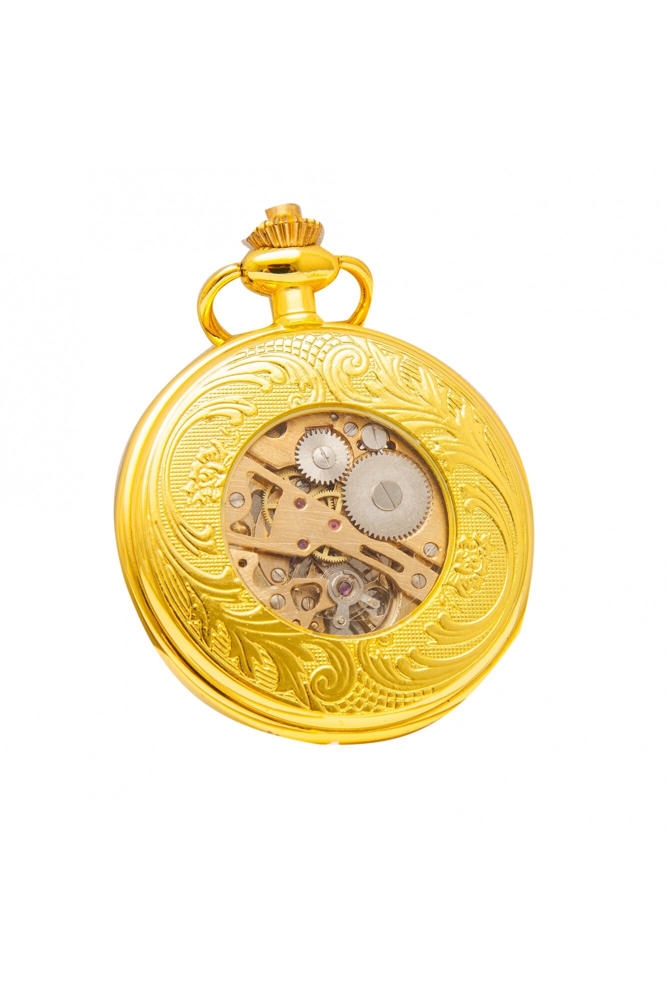 Ceas mecanic skeleton de buzunar, Auriu - eMAG.ro