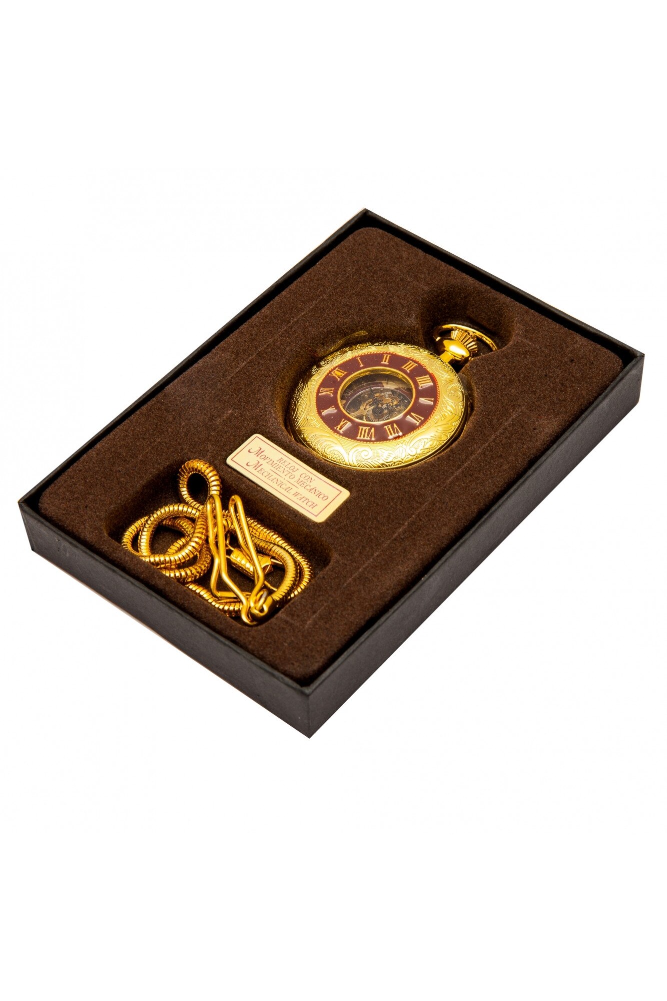 Ceas mecanic skeleton de buzunar, Auriu - eMAG.ro