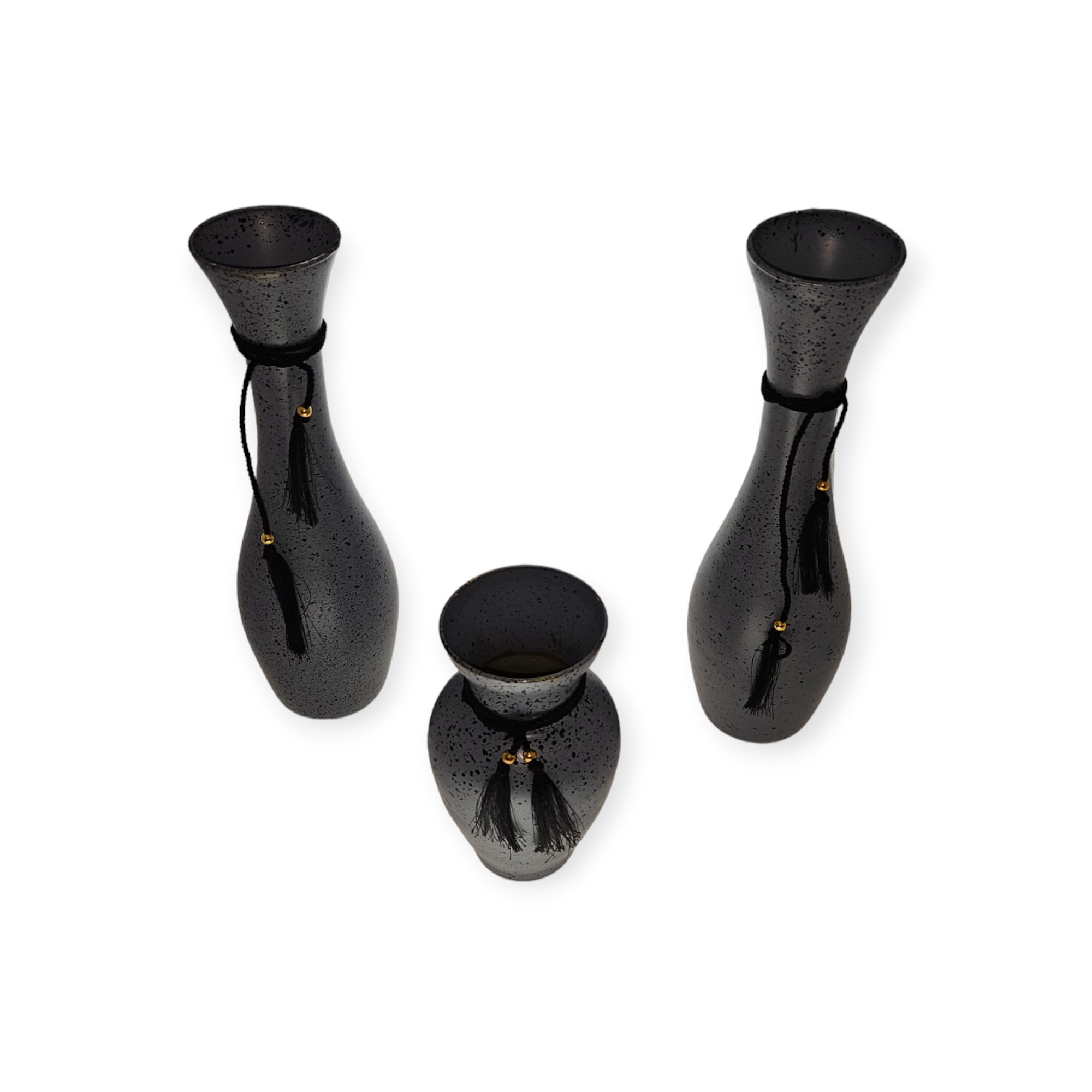 Set 3 vaze sg 2900 din sticla gri cu model, 37 cm, 20 cm, 37 cm - eMAG.ro