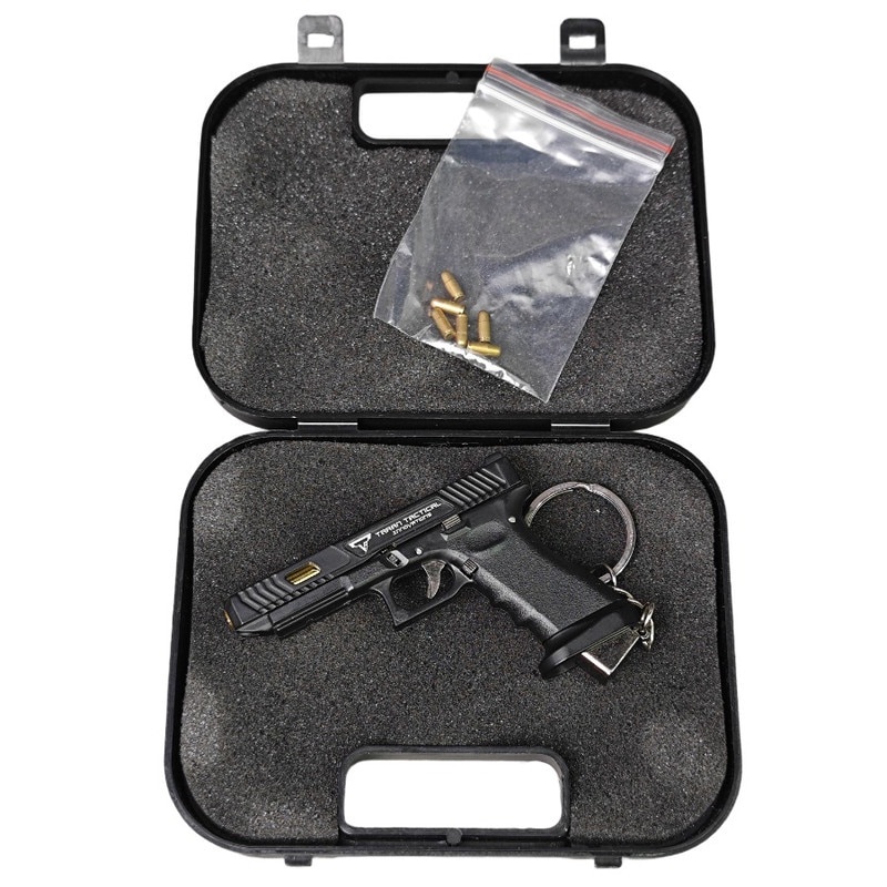 Breloc mini pistol G34, set cu 5 gloante si cutie plastic，metal, 7x3 ...