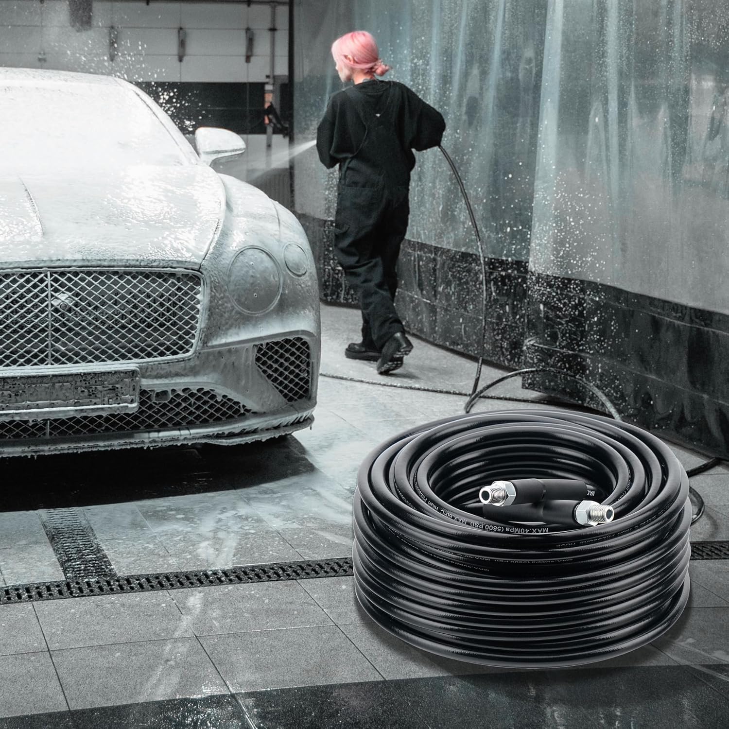 Set de curatare tevi 30m, Excitat®, Masina Spalat Presiune, 5800 PSI ...