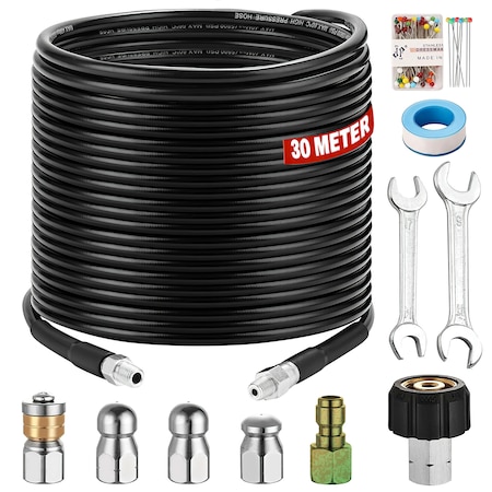 Set de curatare tevi 30m, Excitat®, Masina Spalat Presiune, 5800 PSI ...