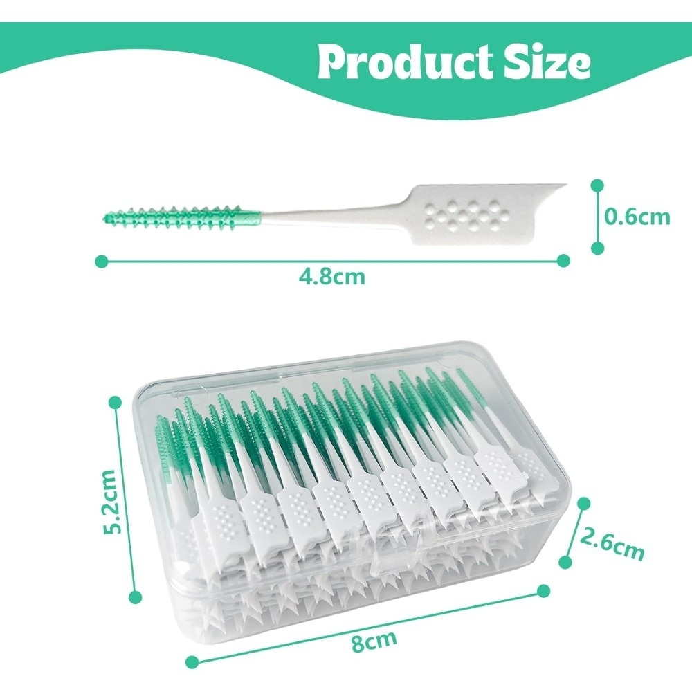Set de 200 periute interdentare, perie moale, silicon, alb/verde - eMAG.ro