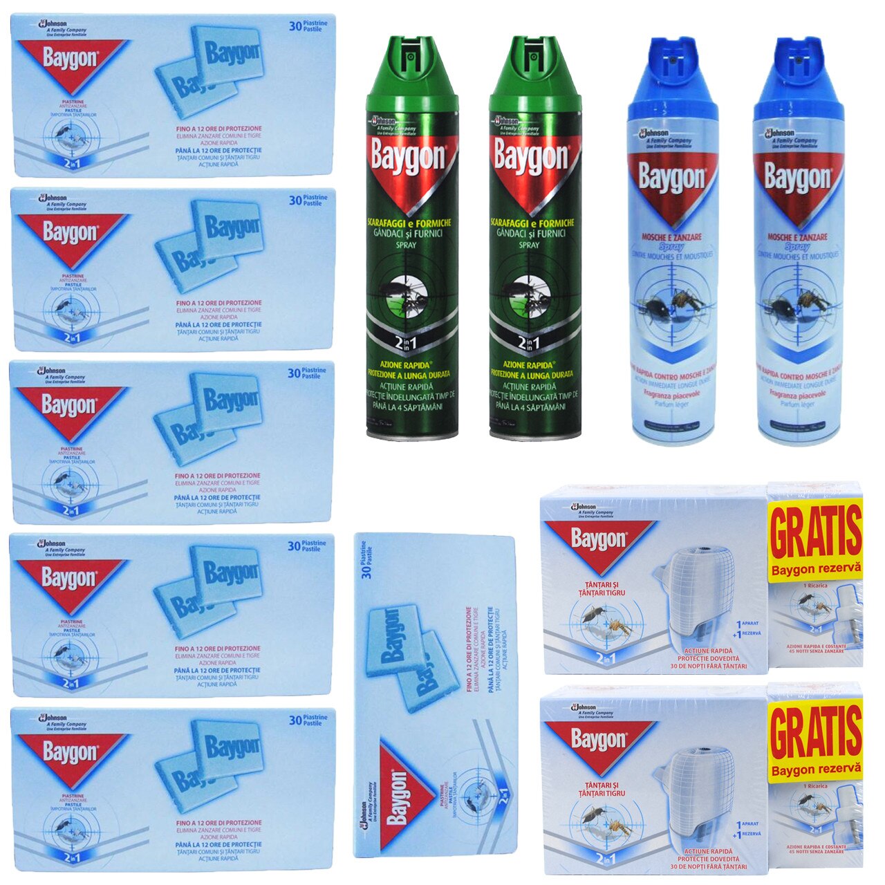 Pachet - 6 x Pastile Tantari Baygon, 30 buc/cutie + 2 x Aparat electric ...