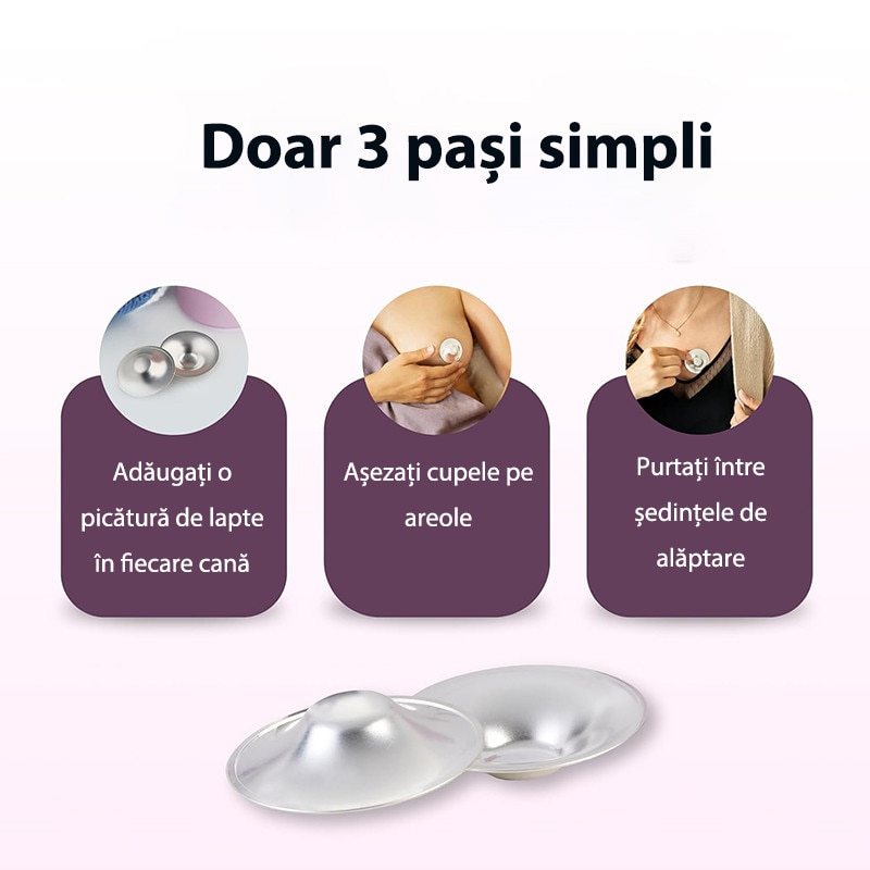 Set 2 Cupe mate de Argint pentru protectia mameloanelor, Rqiurpn ...
