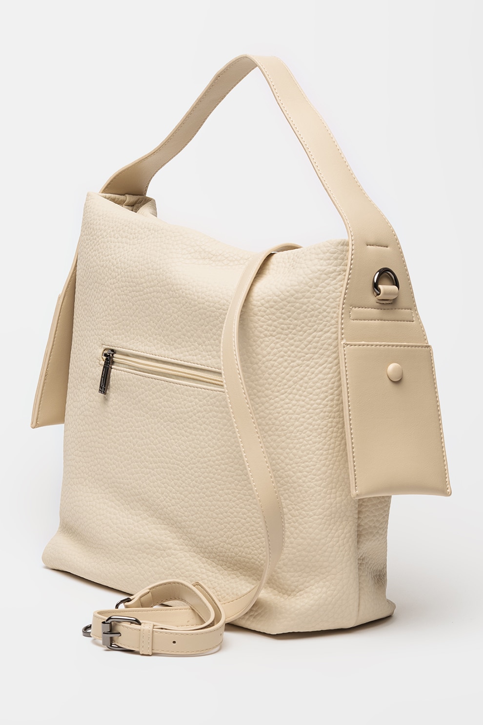 Pierre Cardin, Geanta de piele ecologica cu bareta si logo, Crem - eMAG.ro