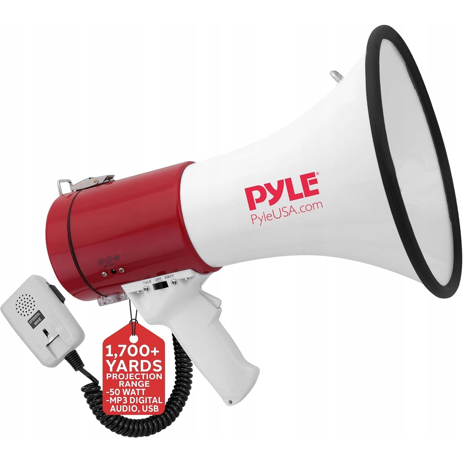 Megafon Pyle PMP58U 50W cu sirena, USB, 22.86x33.34cm, 1.30kg - eMAG.ro