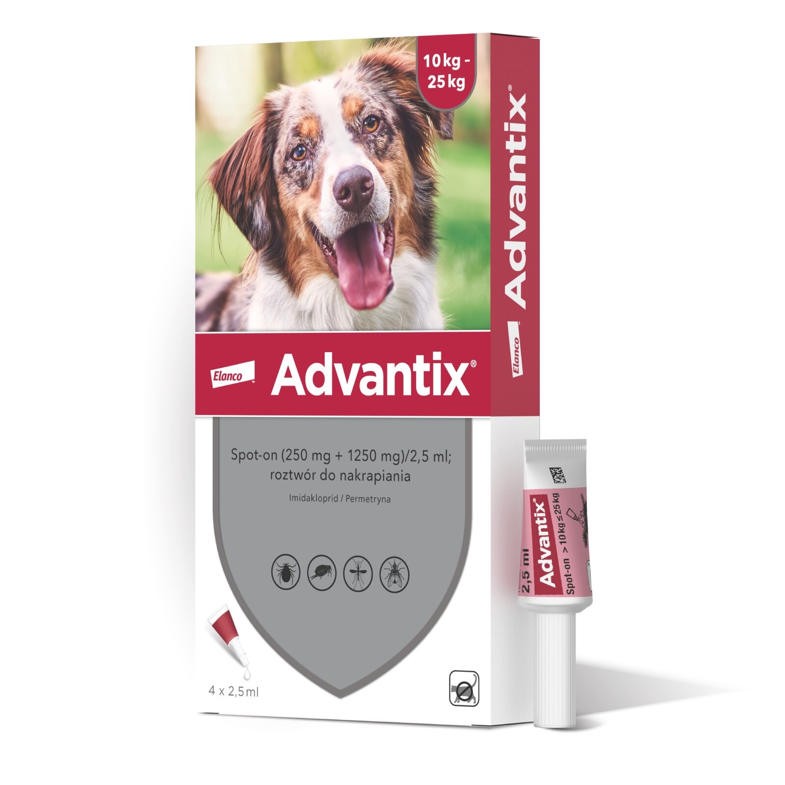 Solutie antiparazitara, Advantix, 4x2,5ml, pentru caini 10-25kg ...