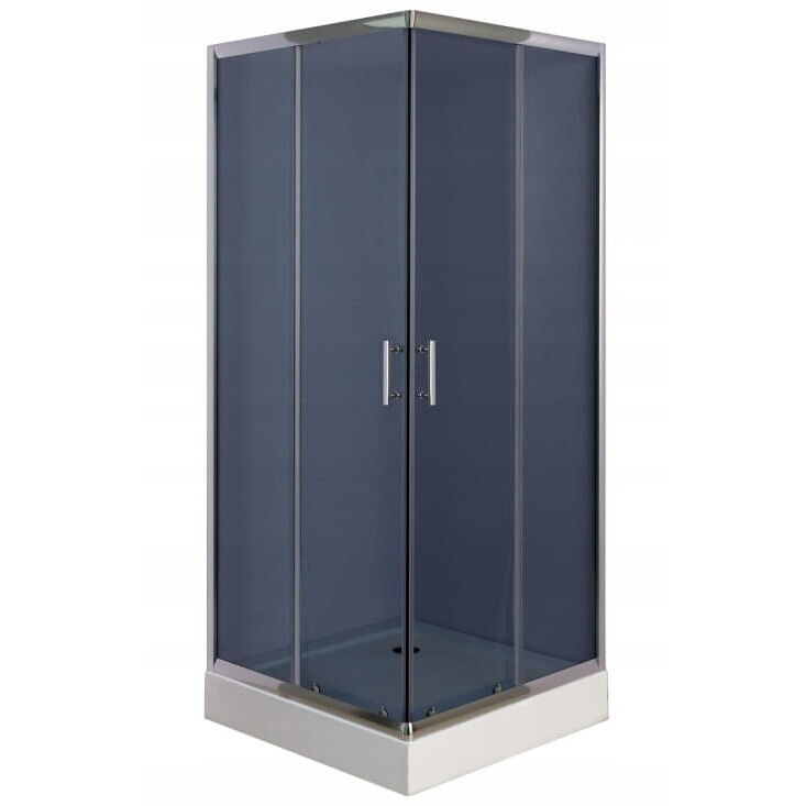 Cabina de dus cu cadita de dus, Savana, 80x80x196 cm, sticla grafit ...