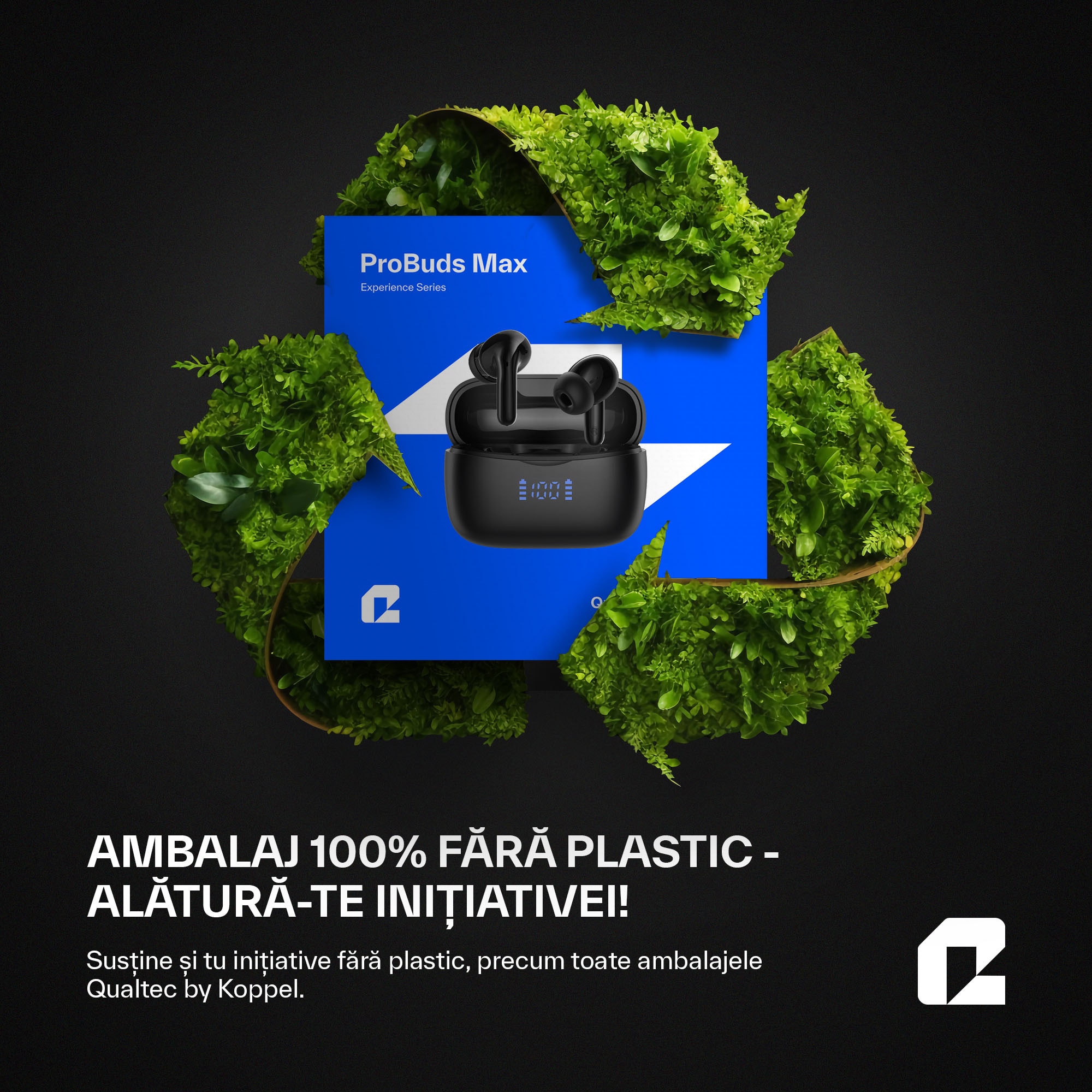 Casti wireless cu noise cancelling, Qualtec by Koppel®, ANC & ENC ...