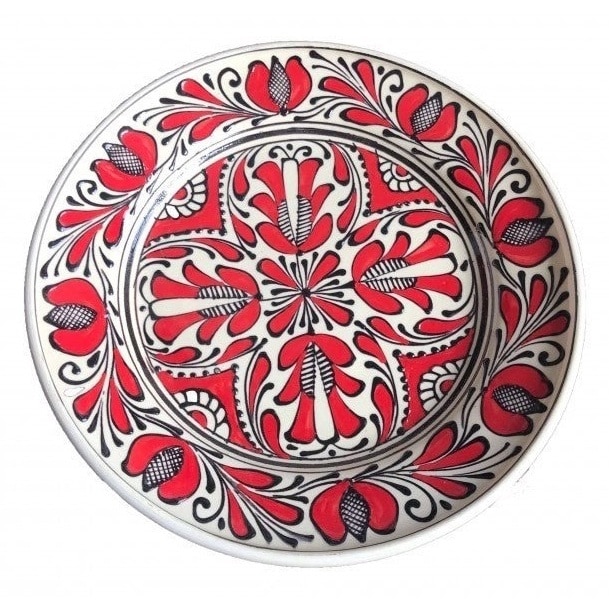 Farfurie din Ceramica de Corund, Pictata Manual, 24 cm - eMAG.ro