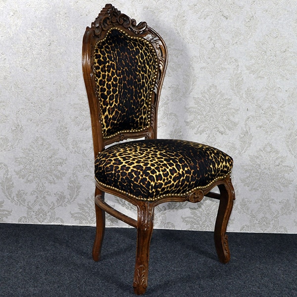 Scaun Dining Baroc Cadru lemn masiv, Tapiterie Leopard - eMAG.ro