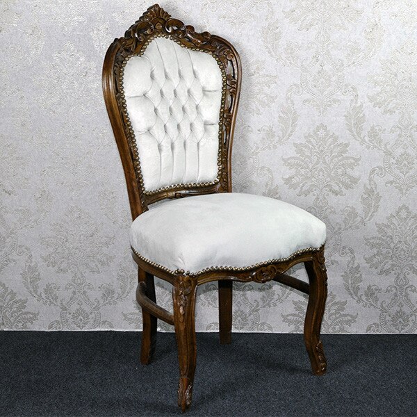 Scaun Dining Baroc Cadru lemn masiv, Tapiterie Crem - eMAG.ro