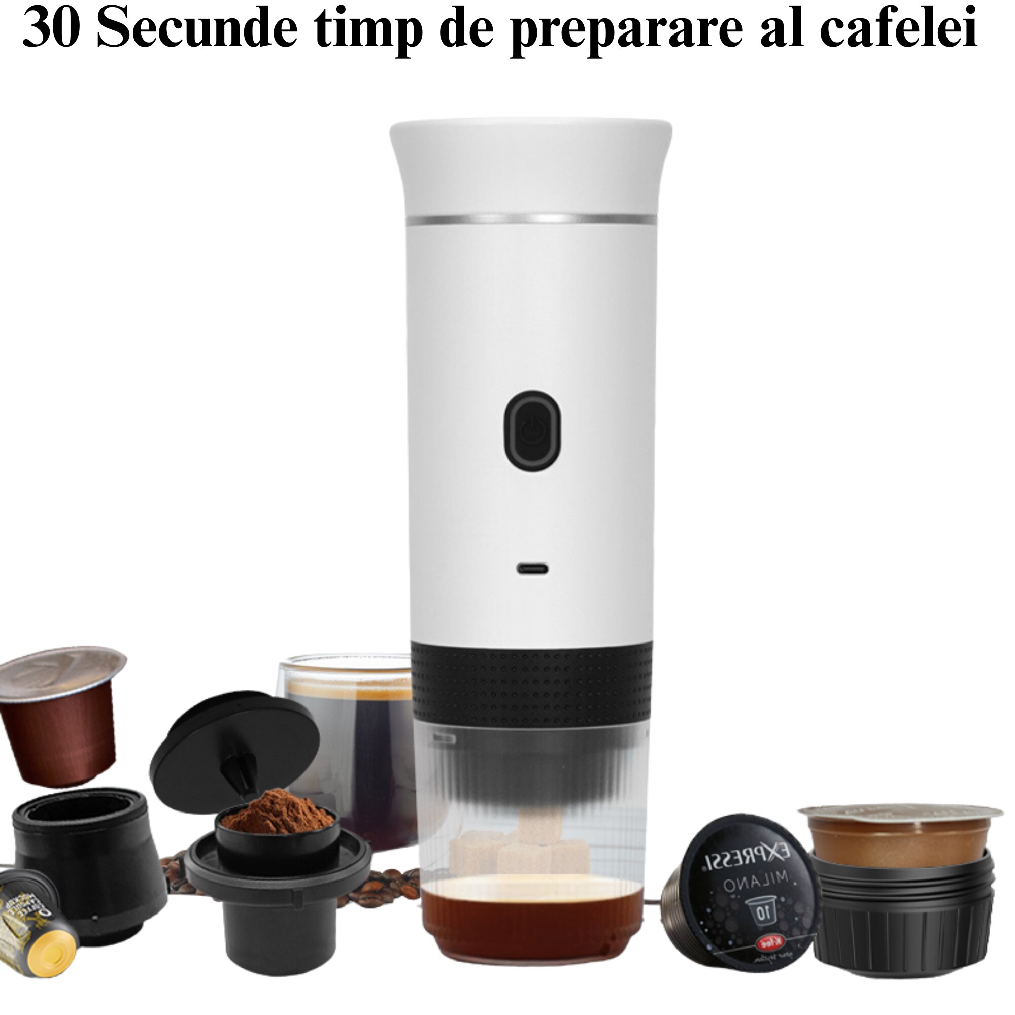 Espressor Portabil de Cafea EVONTECH, Capacitate 60 ml, Acumulator ...
