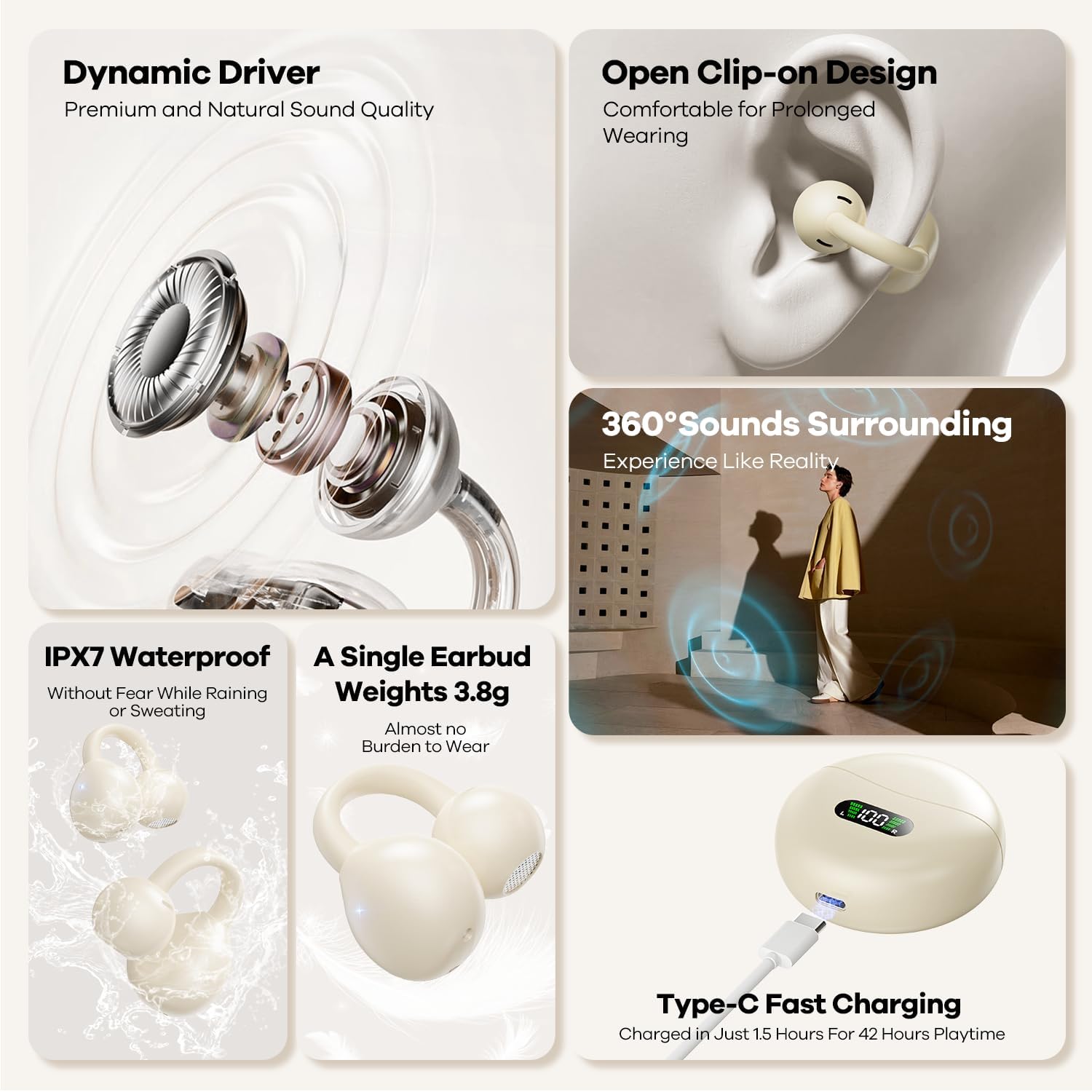 Casti wireless bluetooth, MingZhi®️, cu clema pentru ureche Mini ...