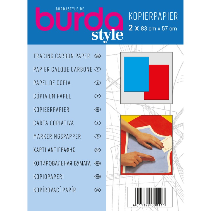 Hartie de copiat tipare direct pe material, tip indigo albastru si rosu ...
