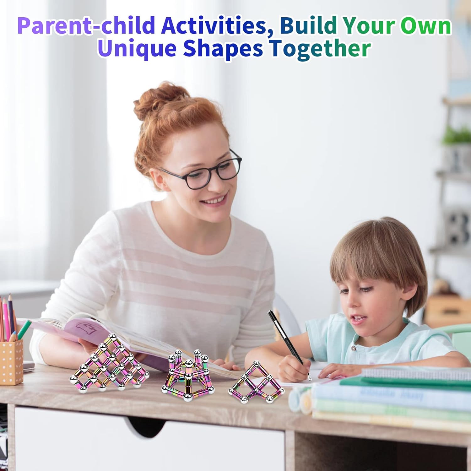 Pix cu bila, set de jucarii fidget, 30 bile magnetice, 14 inele ...