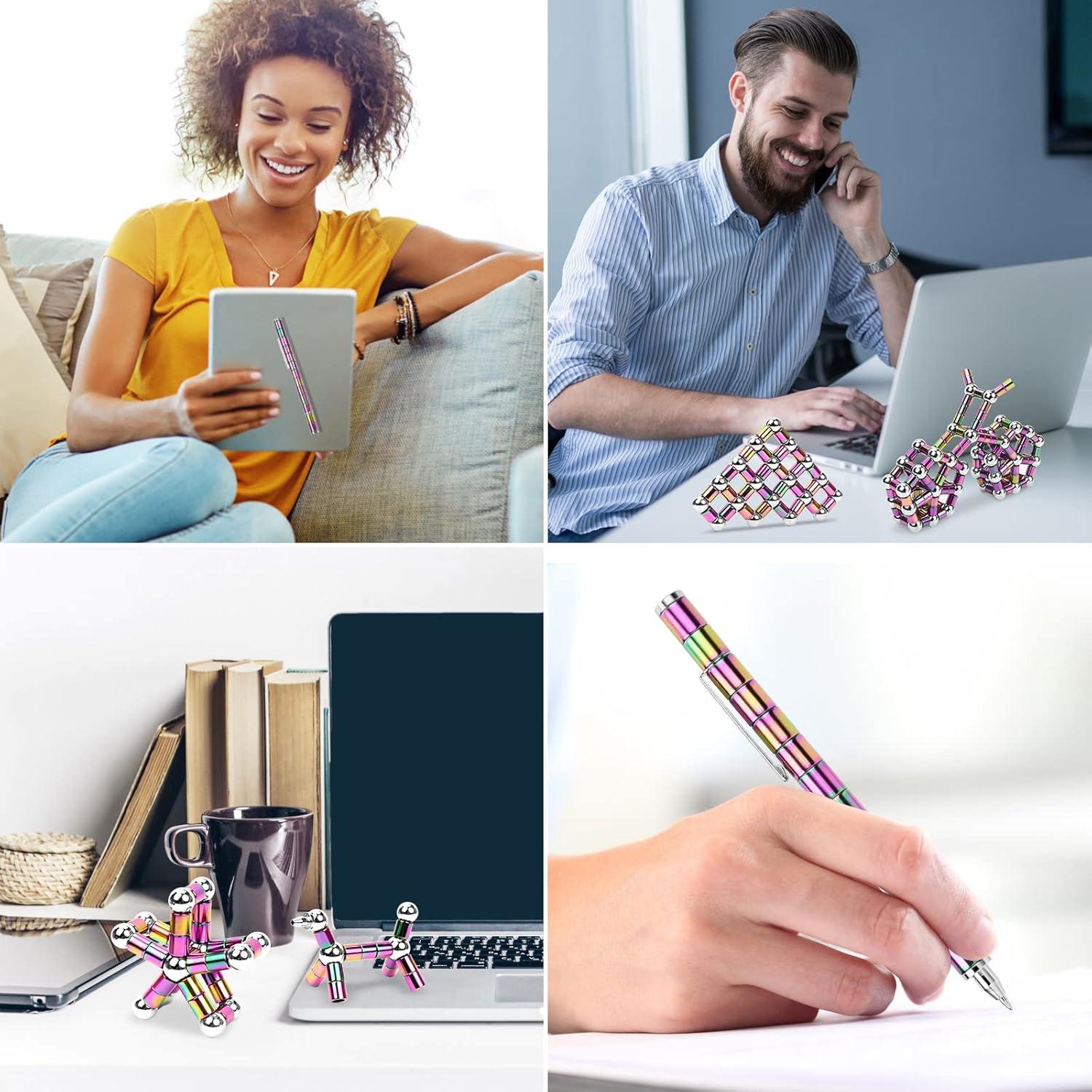 Pix cu bila, set de jucarii fidget, 30 bile magnetice, 14 inele ...