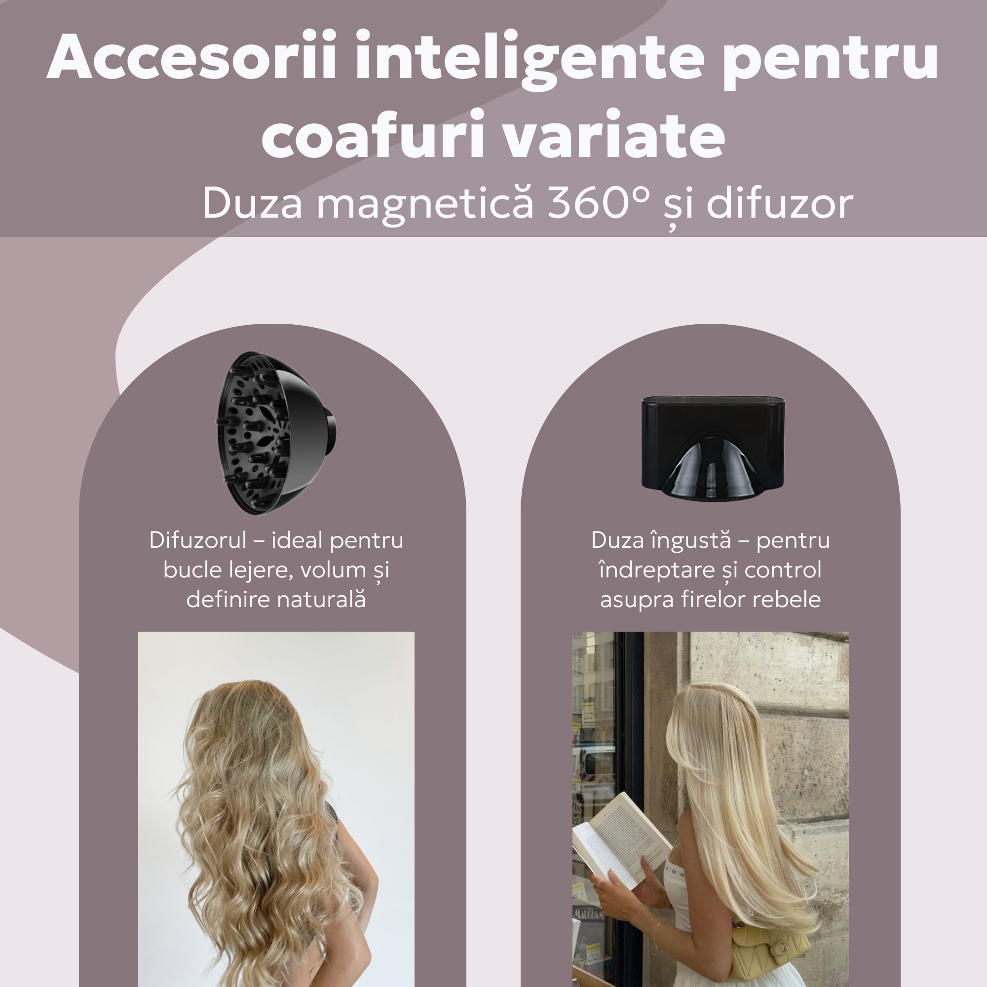 Uscator de Par Ionic Profesional SeveShop® 1800W, Feon cu Tehnologie cu ...