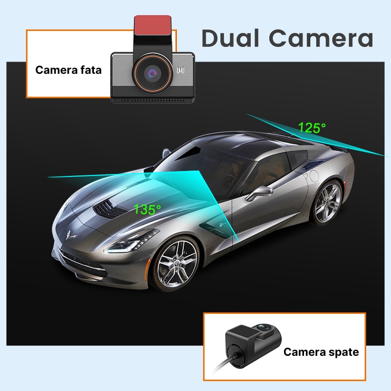 Camera auto MaGeCa P83, Conexiune 4G cartela SIM, Camera fata 2K ...