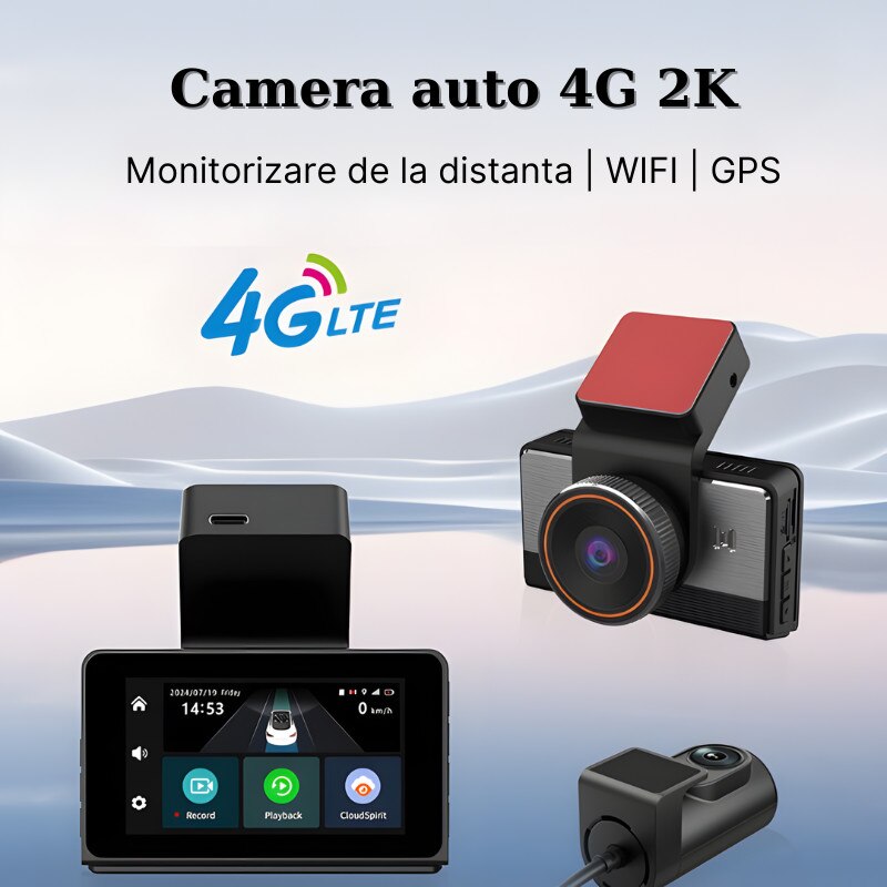Camera auto MaGeCa P83, Conexiune 4G cartela SIM, Camera fata 2K ...