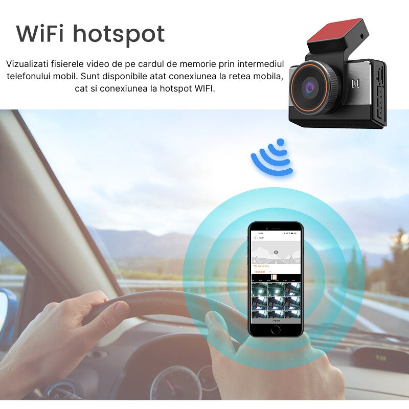 Camera auto MaGeCa P83, Conexiune 4G cartela SIM, Camera fata 2K ...