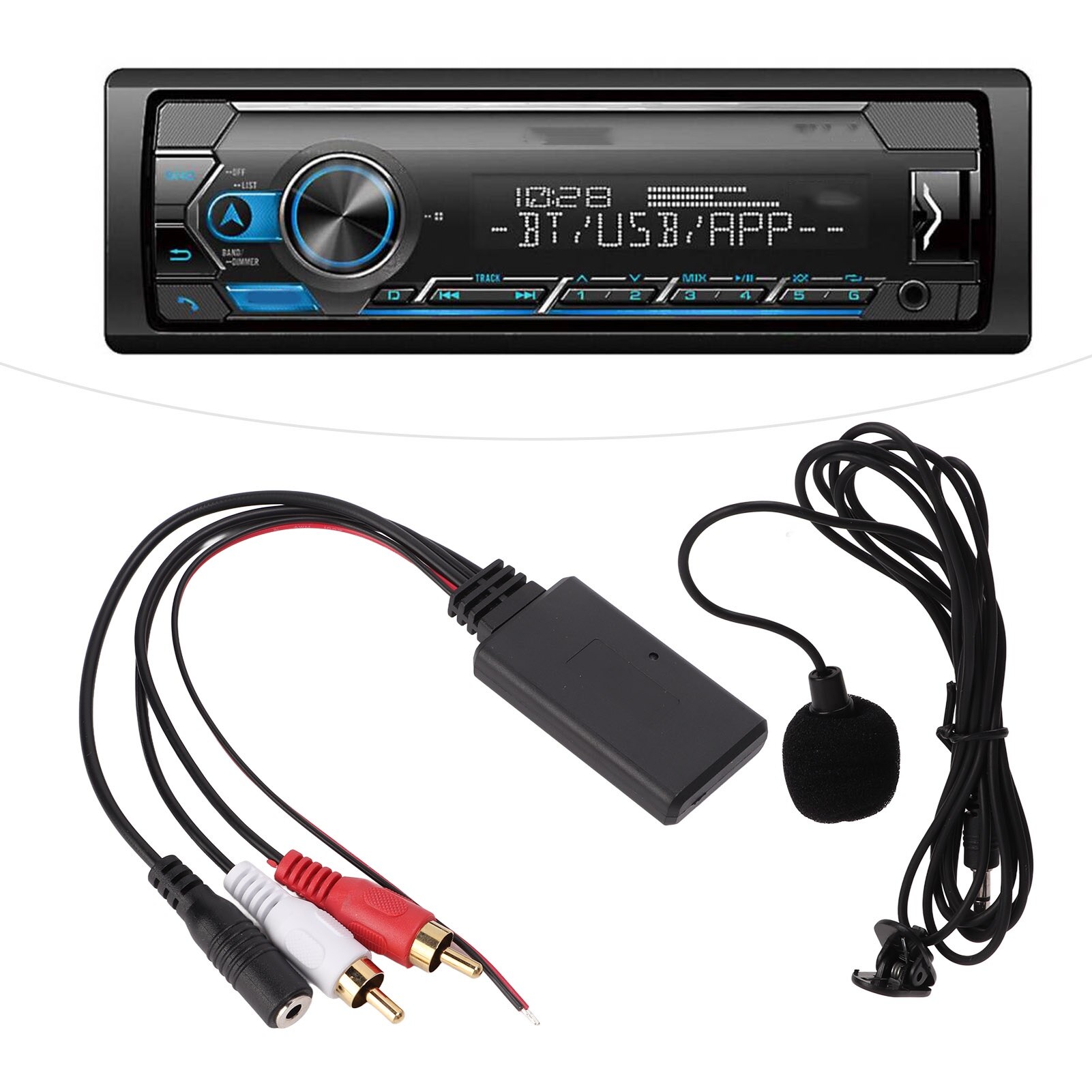 Bluetooth 5.0 AUX modul autóba, kábel kihangosító mikrofonnal, ABS ...