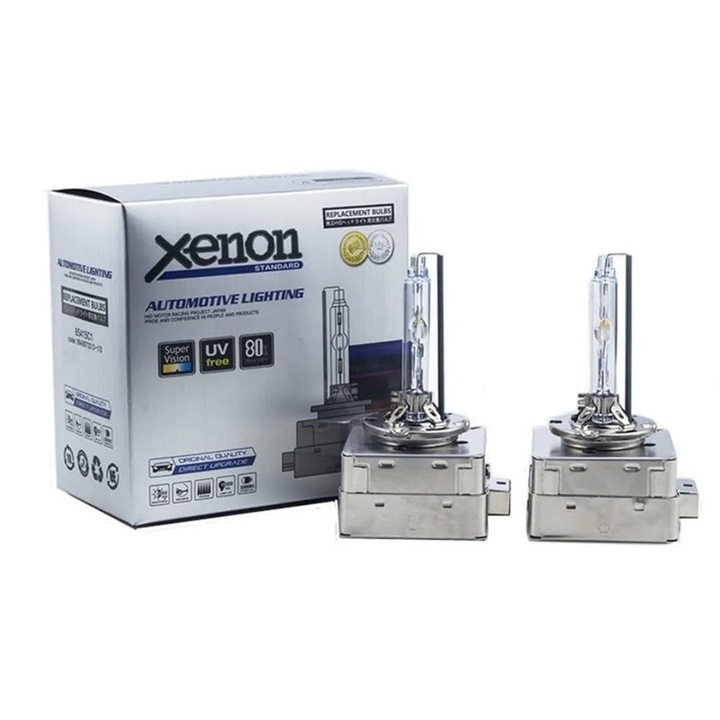 Set 2 Becuri Xenon D1S Premium, 35W, Soclu Metalic Quick Start, Lumina ...