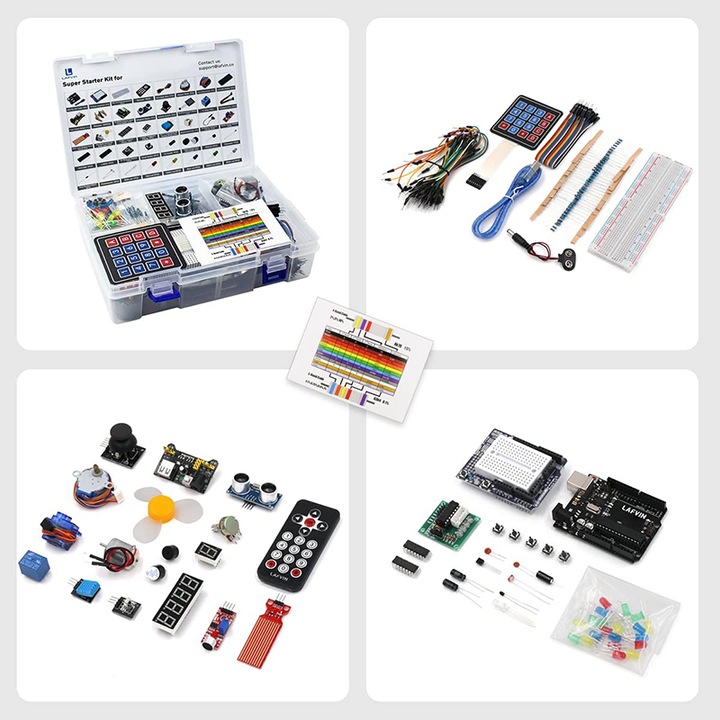 Kit Super Starter Arduino UNO R3, LCD1602, motor pas cu pas, servomotor ...