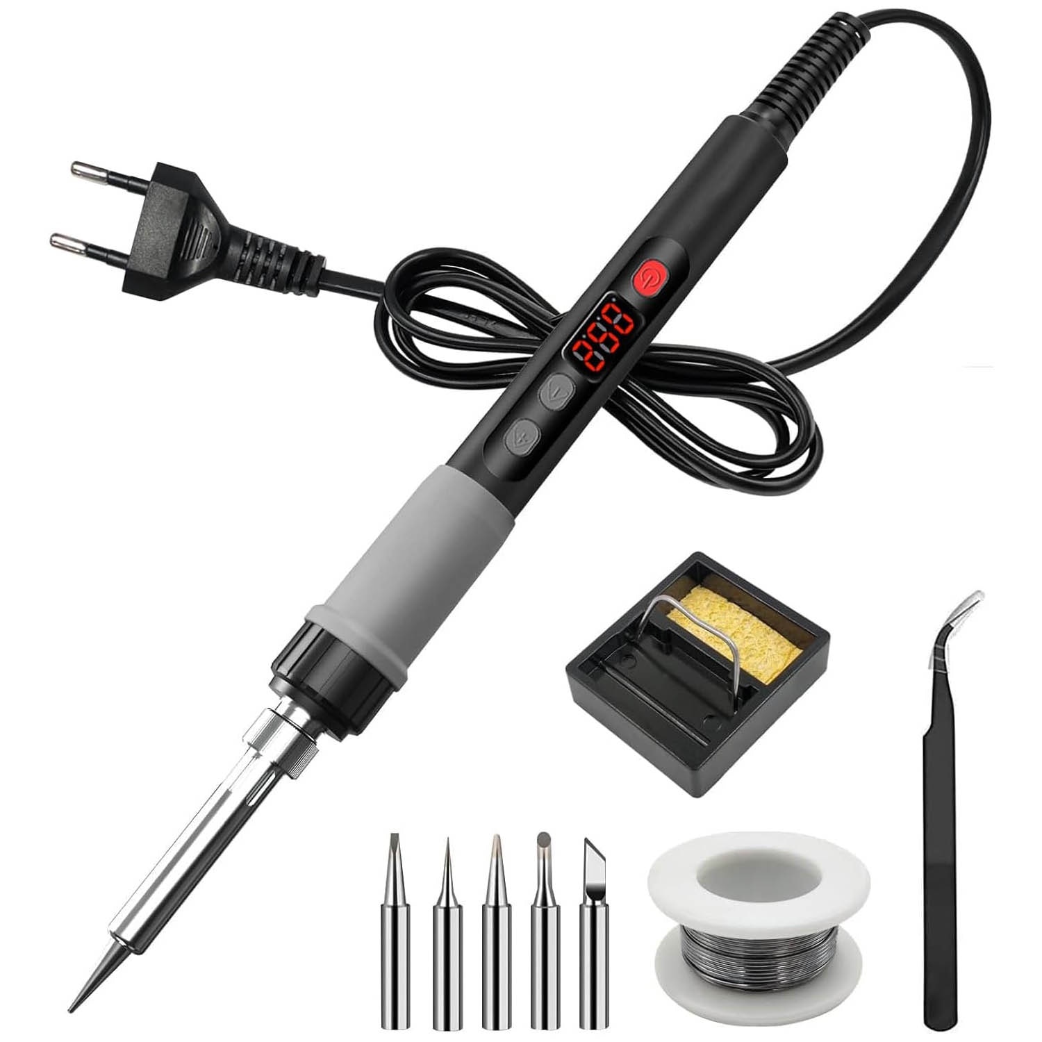 Set pistol de lipit portabil, lipire componente electronice cu 5 capete ...