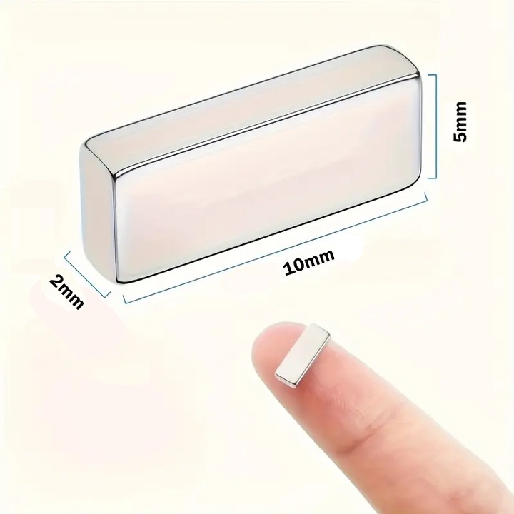 Magneti puternici Neodim 10x5x2 mm, argintii - 10 buc - eMAG.ro