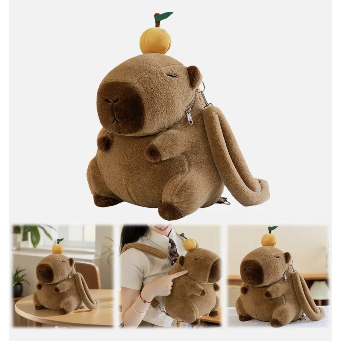 Capibara de plus, tip ghiozdan, maro, 35 cm - eMAG.ro