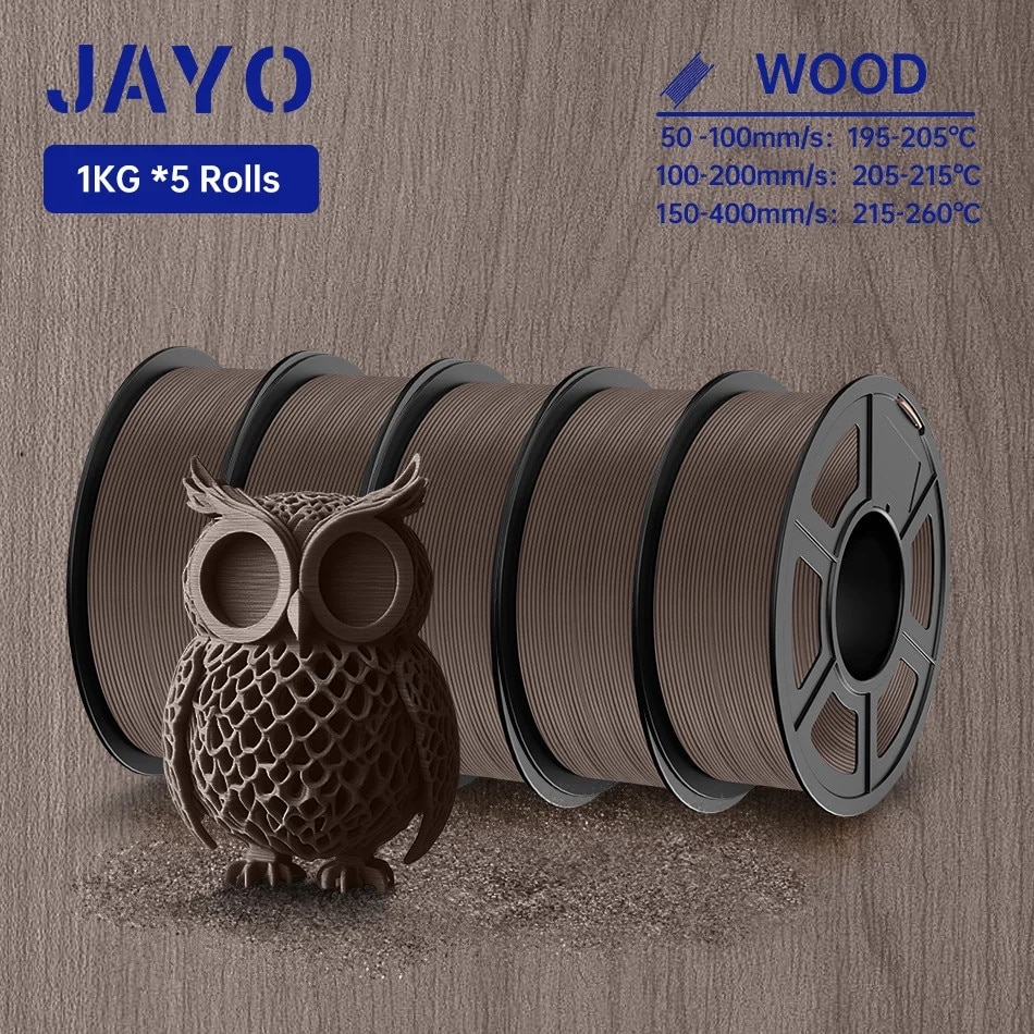 Filament 3D Walnut Wood PLA, 1.75mm, 15% fibre de lemn, set 5 role ...