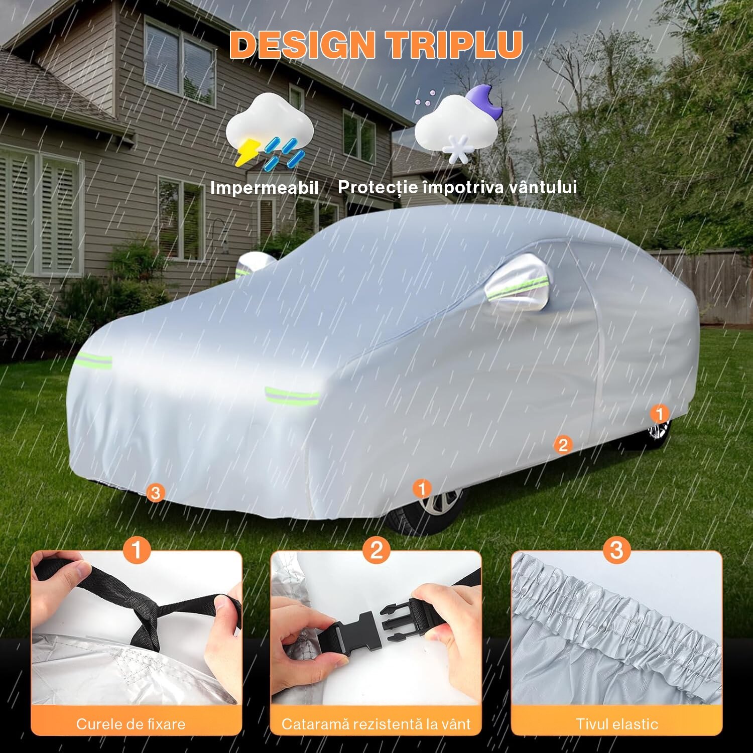 Prelata Auto Premium NextWave®️, Impermeabila, Protectie UV, Praf, Zapada, Inghet, Universala ...