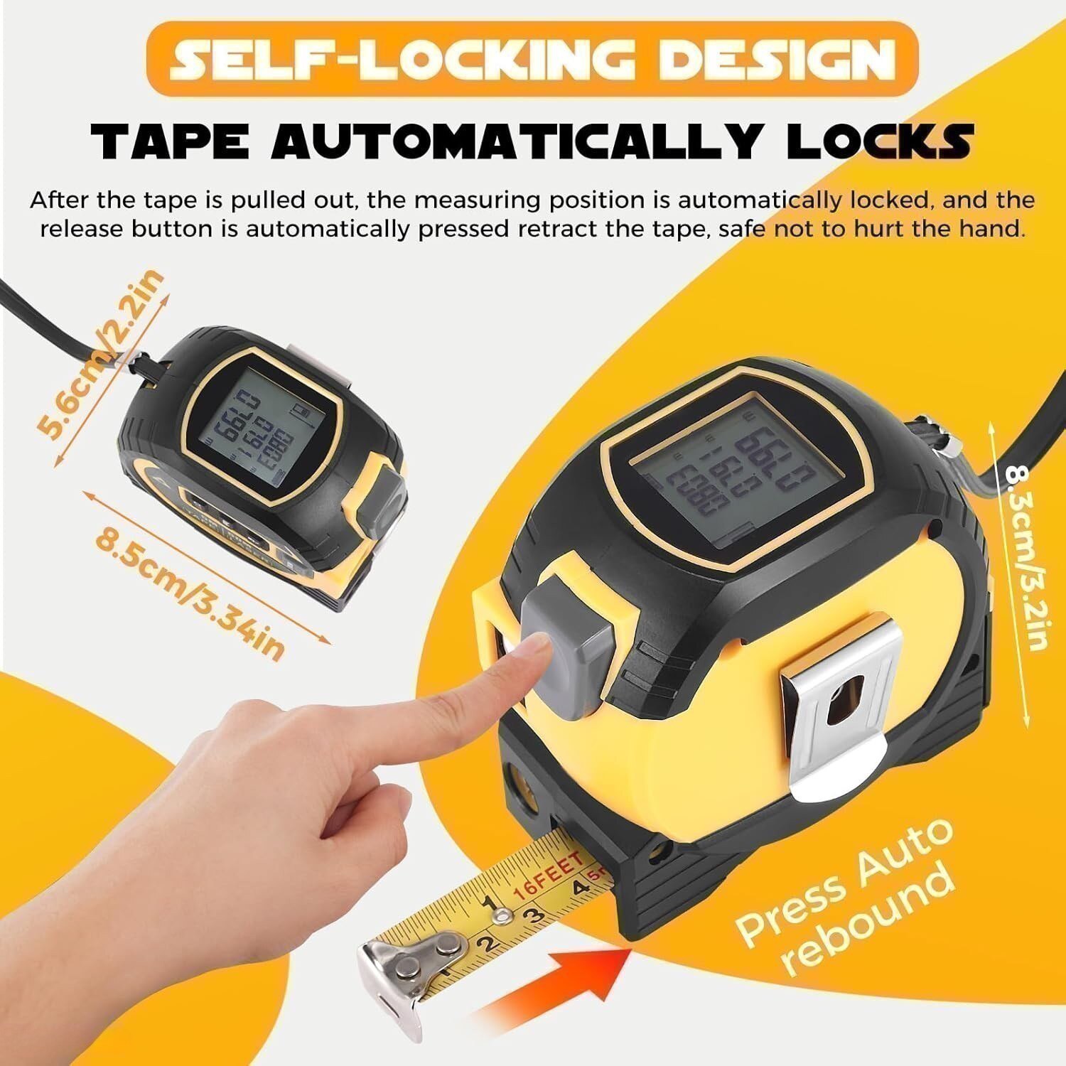 Ruleta Profesionala Multifunctionala Cu Laser 3 in 1, Estanny, Digitala ...