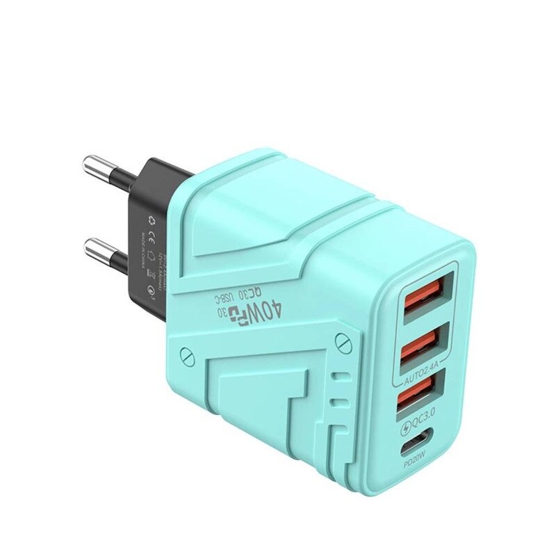 Incarcator telefon mobil Mecha Wind 40W, multi-port, cyan - eMAG.ro
