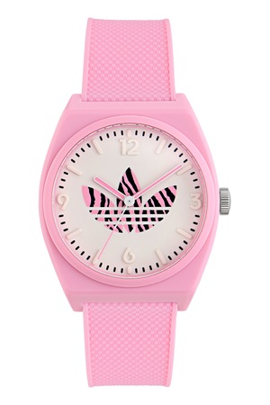 adidas, Ceas unisex cu o curea de rasina, Roz pastel, Alb prafuit - eMAG.ro