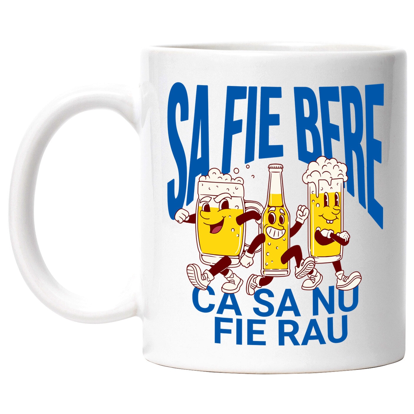 Cana cu Grup De Prieteni Pahar Halba Si sticla De Bere Text Haios Gluma ...