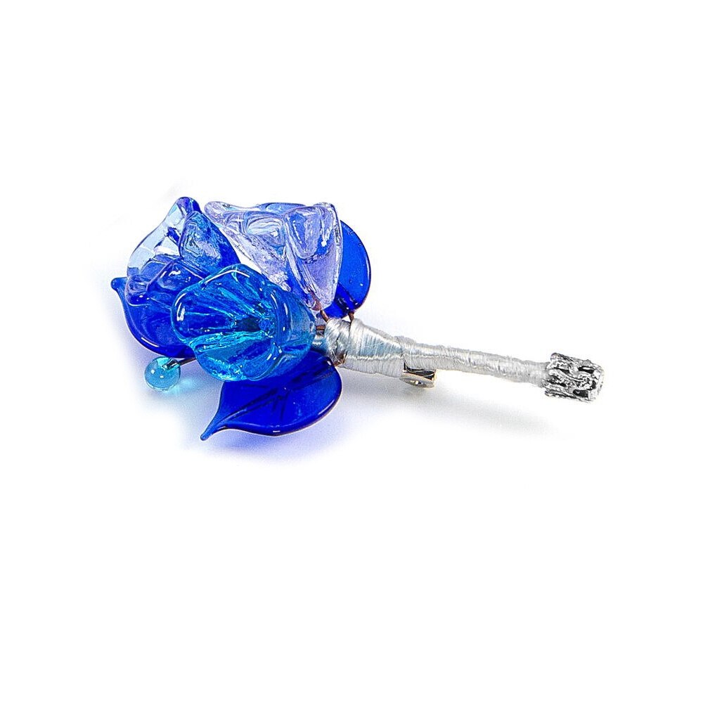 Brosa Buchet de flori, din sticla de Murano, albastru - eMAG.ro