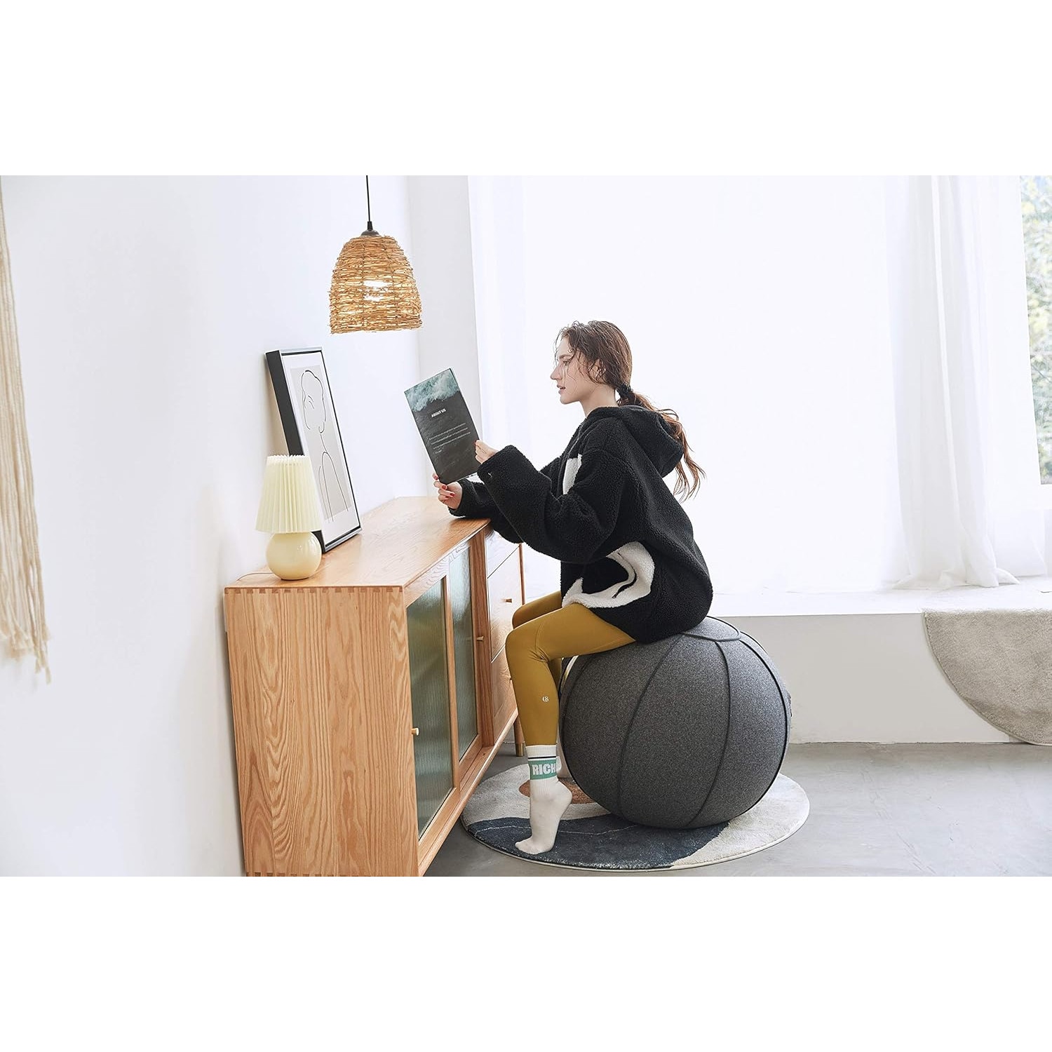 Minge de yoga anti-explozie, Enforose, pentru acasa si birou, gri - eMAG.ro