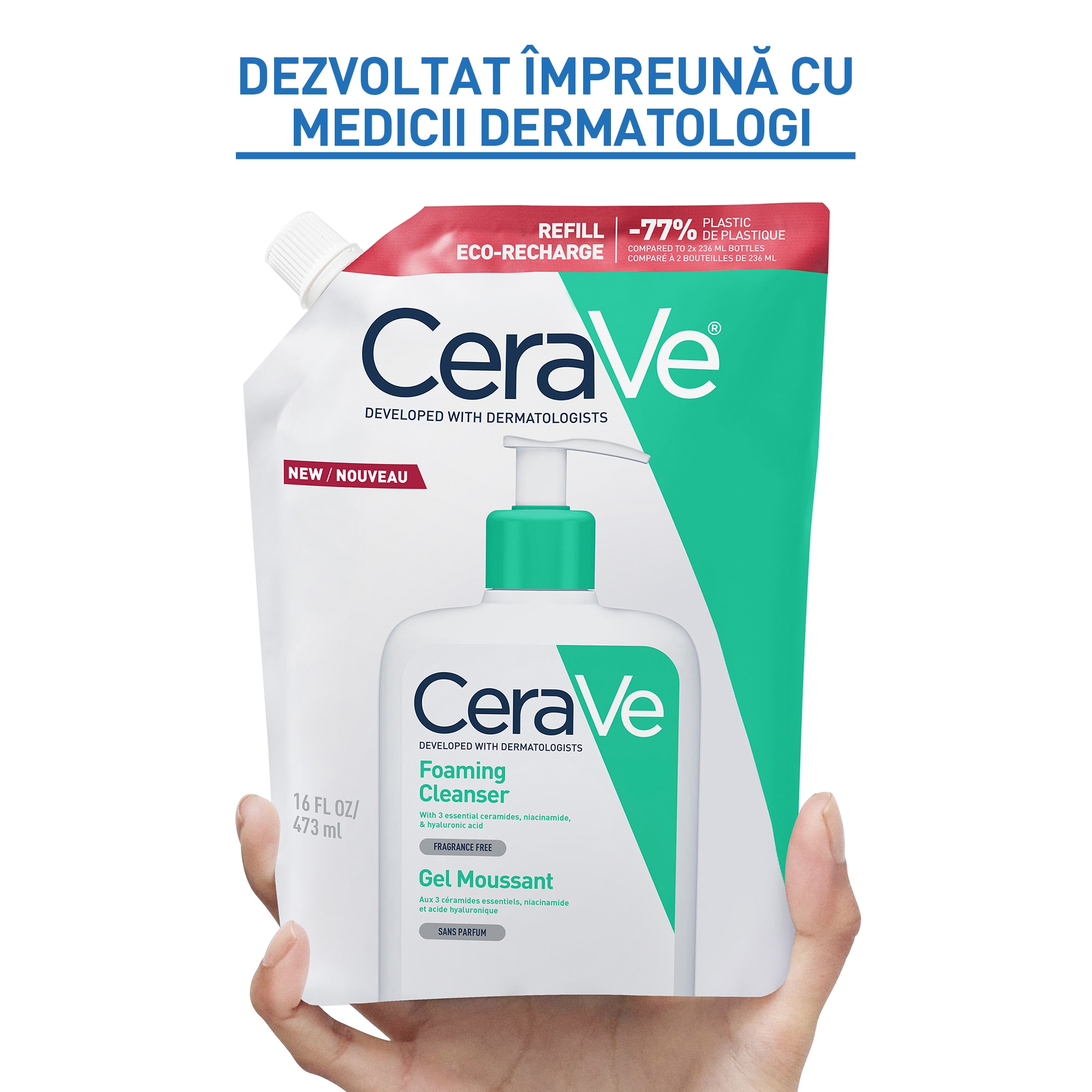 Rezerva Gel de curatare spumant CeraVe pentru piele normal-grasa, 473 ...