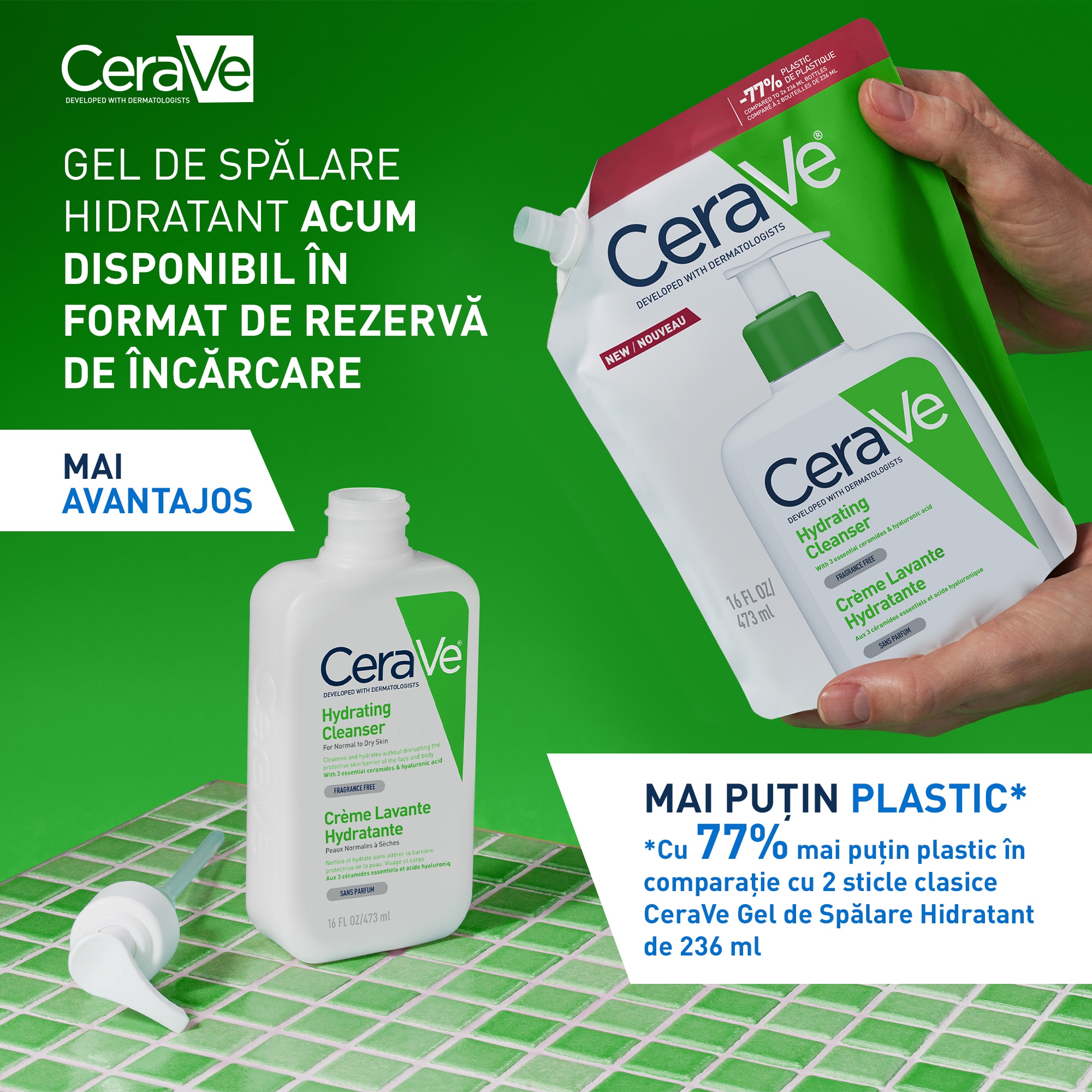 Rezerva Gel de curatare hidratant CeraVe pentru piele normal-uscata ...