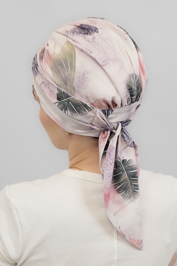 Turban Amy S/49 sifon de matase roz pale oncologica dupa chimioterapie ...