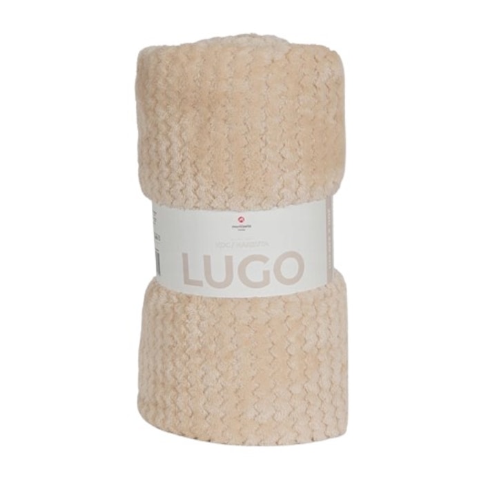 Patura Lugo, pufoasa, 100% poliester, 160x200, bej - eMAG.ro