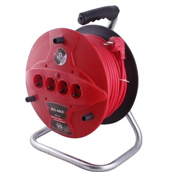 Prelungitor cu Derulator 50m 3x1.5mm, 4 Prize, Termosiguranta, Rola cu ...